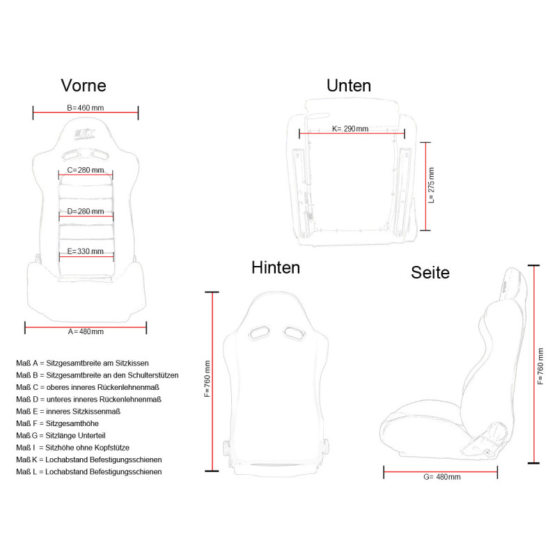 Sièges d'auto FK Classic, siège baquet complet au look rétro, noir et blanc